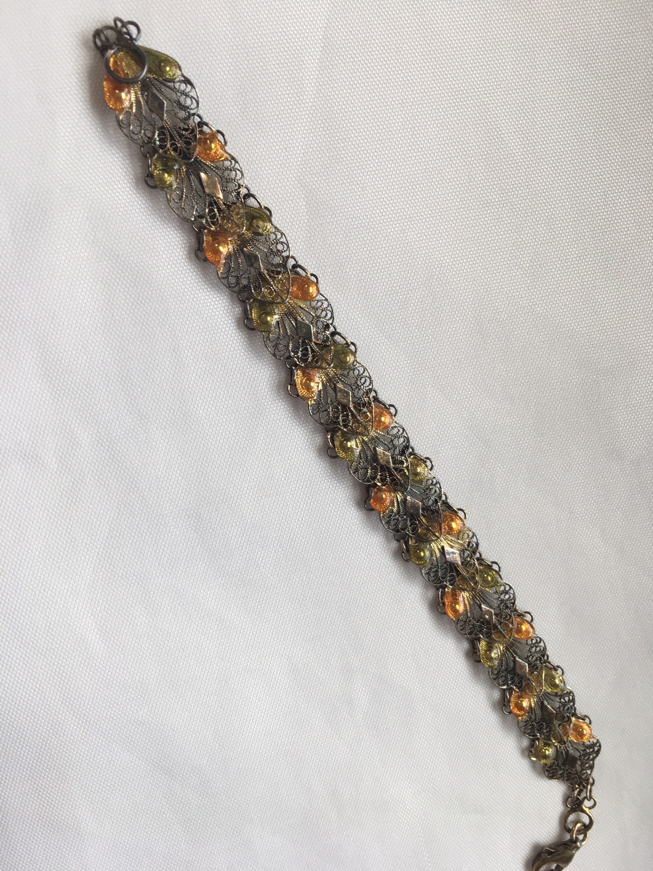 RARE Vintage (antique?) 925 1044 VI Marked Filigree Enamel Bracelet - A ...