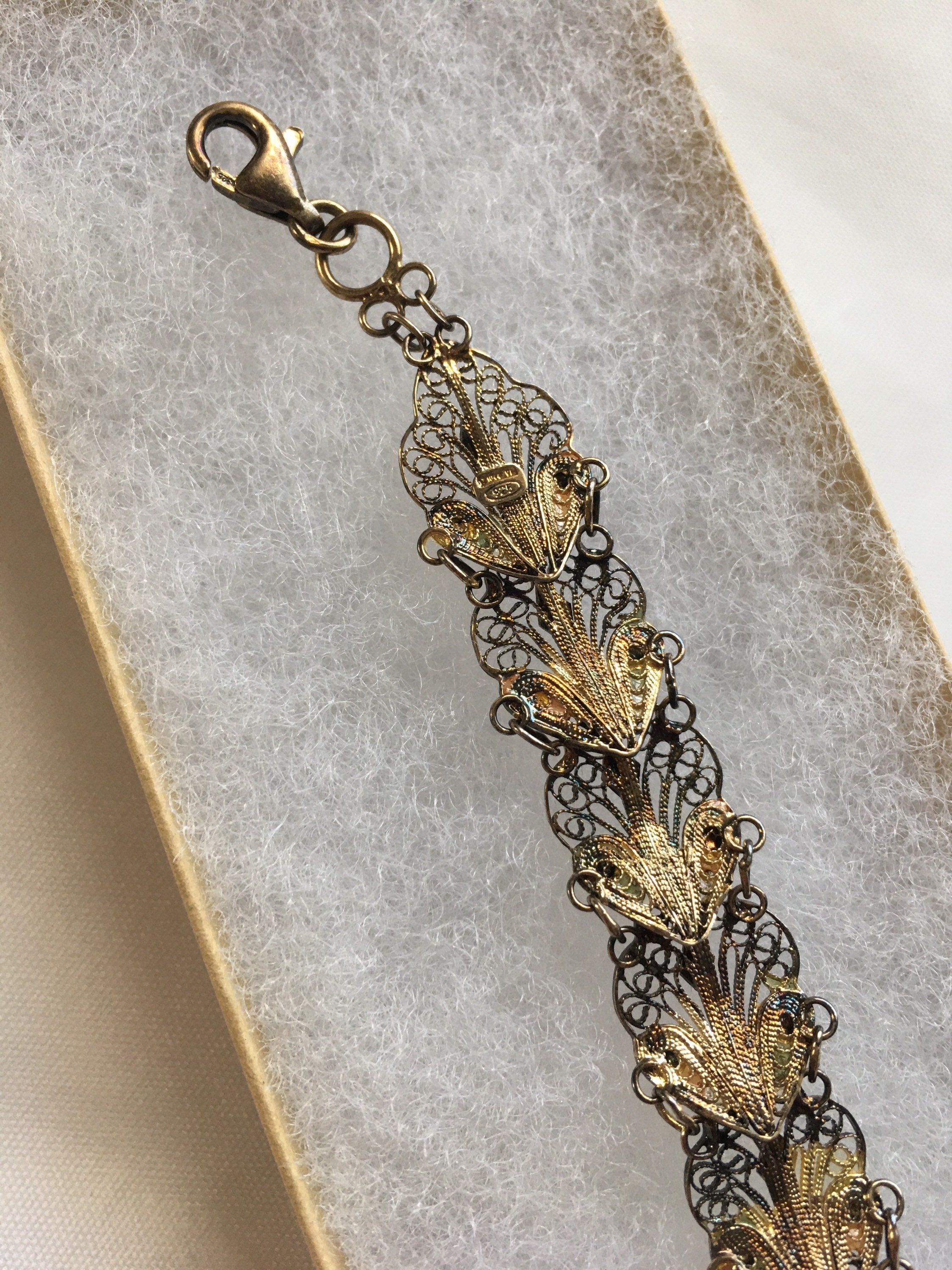 RARE Vintage (antique?) 925 1044 VI Marked Filigree Enamel Bracelet - A ...