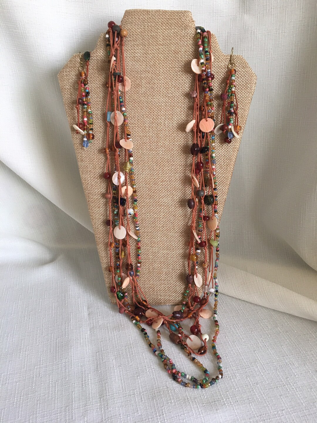 Vintage Bijoux Terner 2 Piece Set Boho Necklace Pierced Earrings on ...