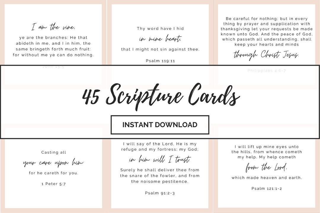 45 Instant Download Scripture Cards | Ready to Print Bible Verses ...
