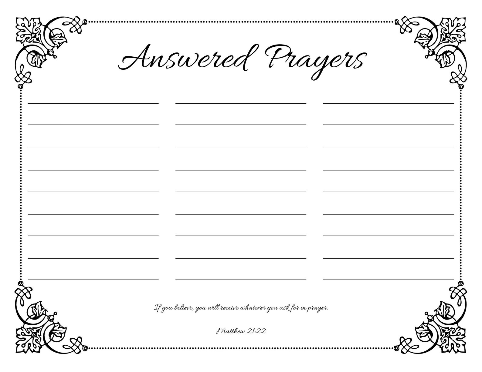 Answered Prayers List | Digital Print Answered Prayers List | Instant ...