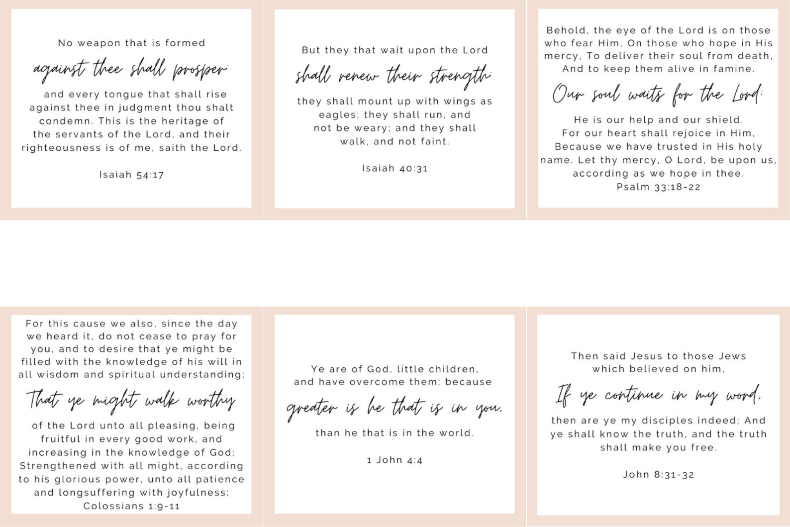 45 Instant Download Scripture Cards | Ready to Print Bible Verses ...
