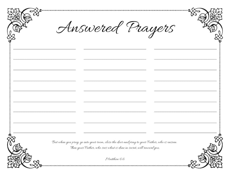 Answered Prayers List | Digital Print Answered Prayers List | Instant ...