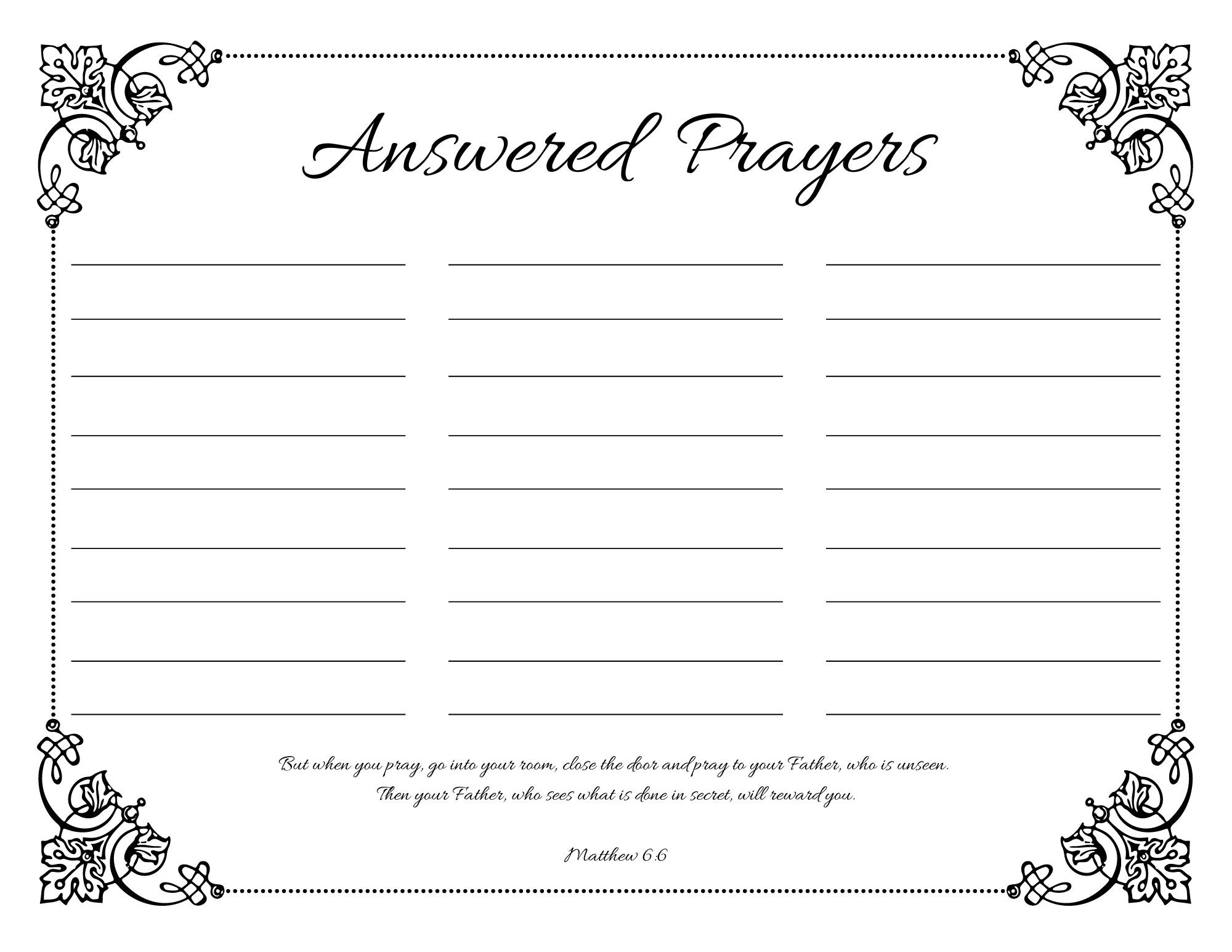 Answered Prayers List | Digital Print Answered Prayers List | Instant ...