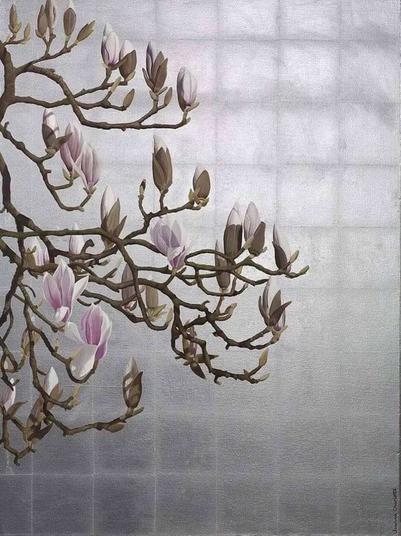 Magnolia Study on Silver Signed Giclee Print Artwork, Wall Art, Decor ...