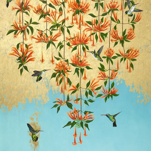 Gold Spirograph and Hummingbirds Signed Giclee Print. - Etsy