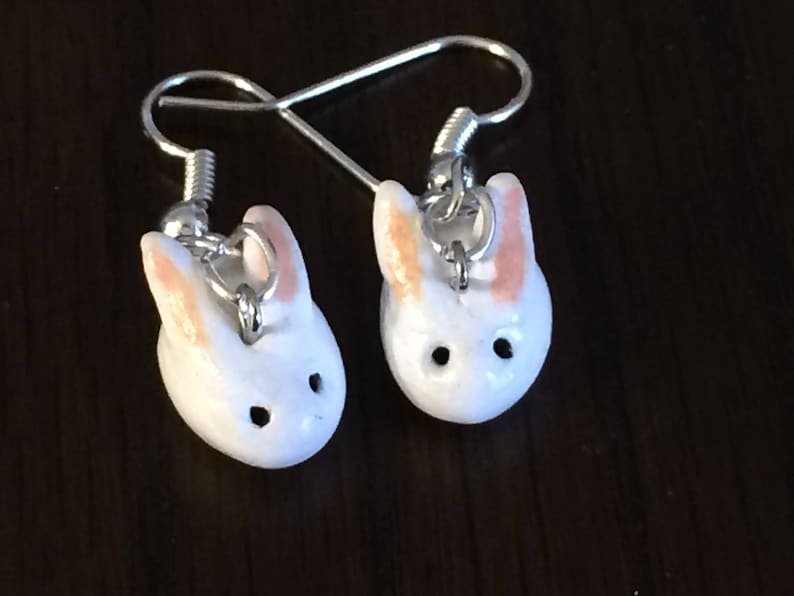 Cute Mochi Bunny Poly Clay Earrings // Adorable Animal // Woodland ...