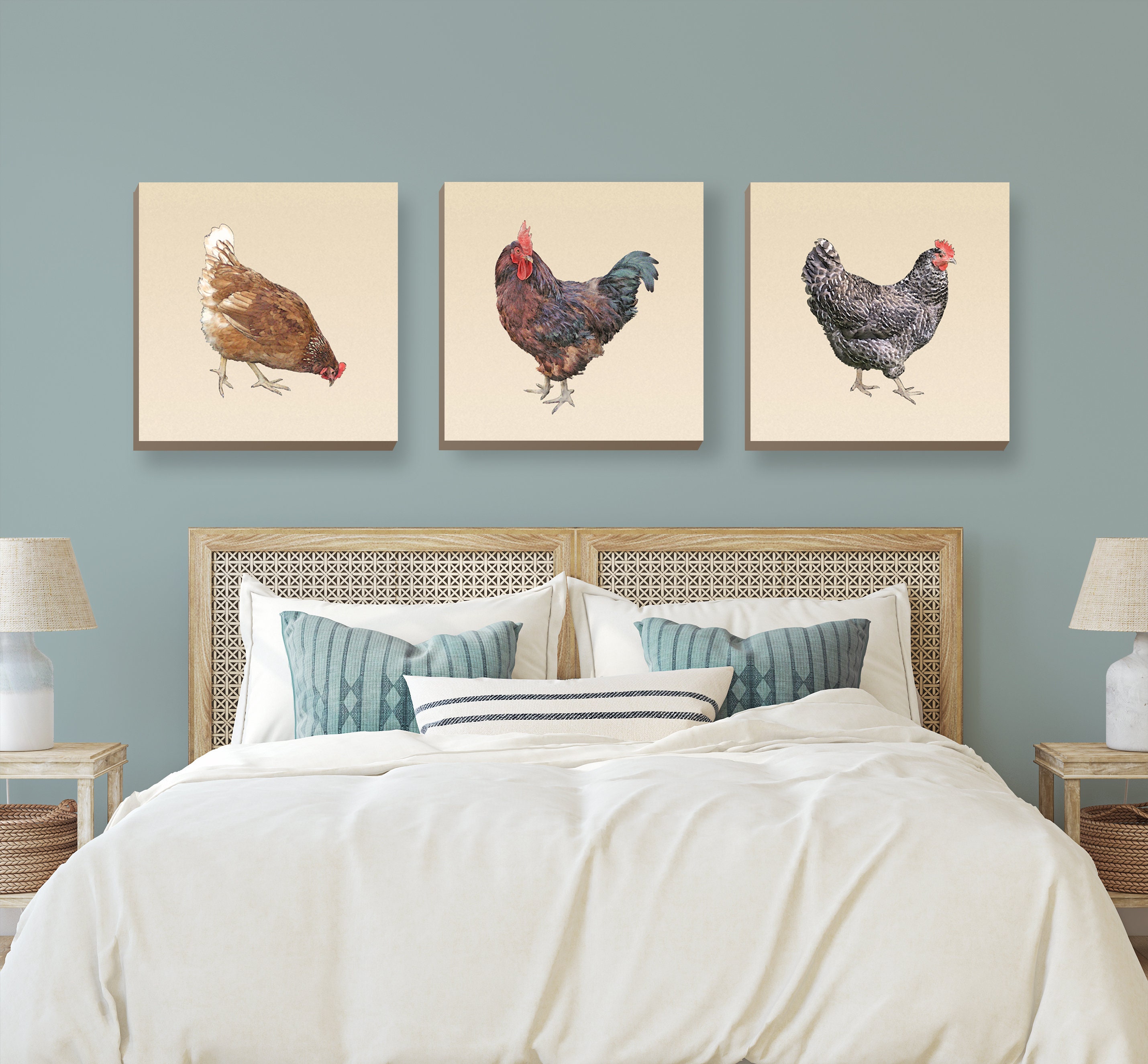 Set of 3 Chicken Canvas Prints From Original Artwork Ready to - Etsy UK