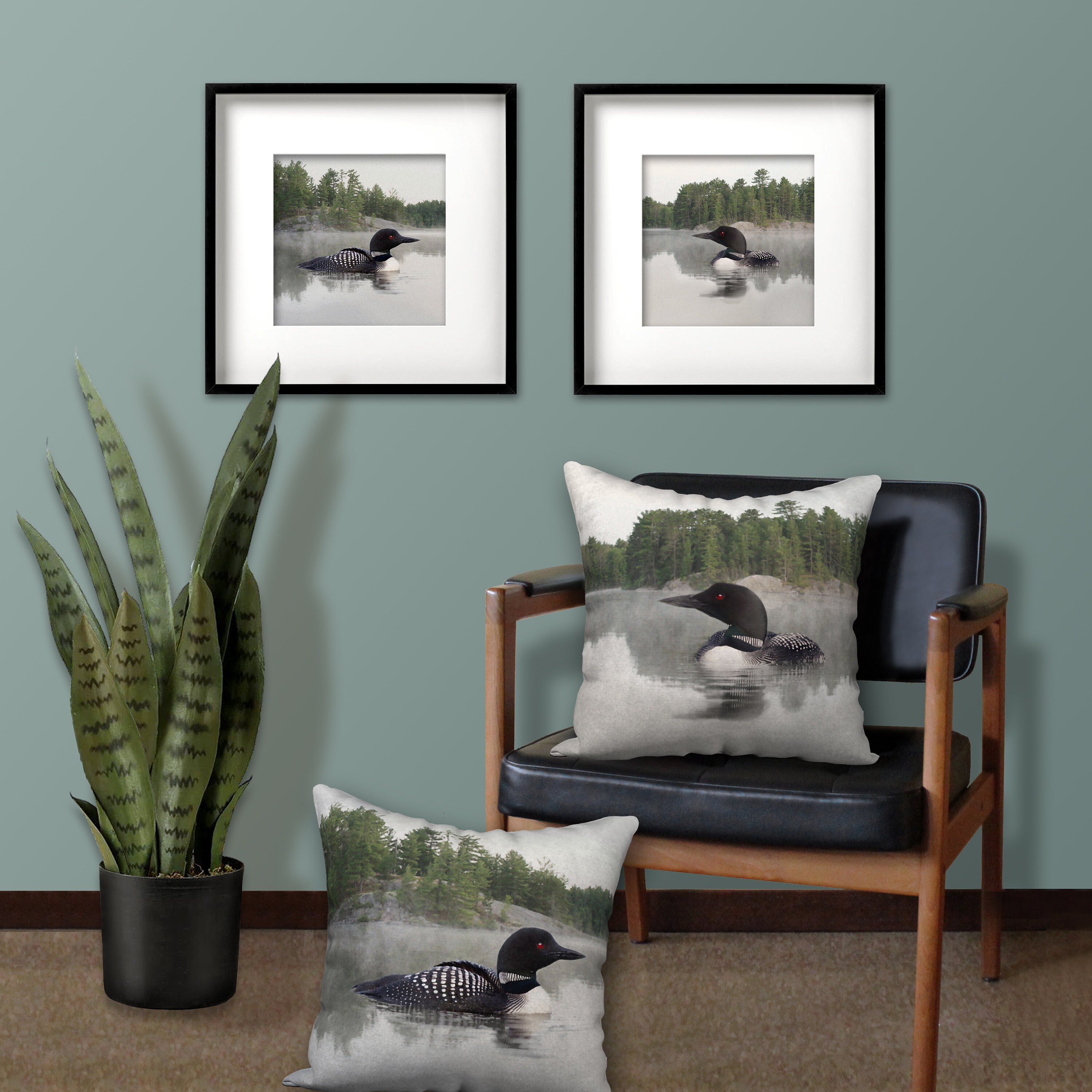 Set of 2 Loon Designer Pillows from Original Artwork Lakeside - Etsy.de