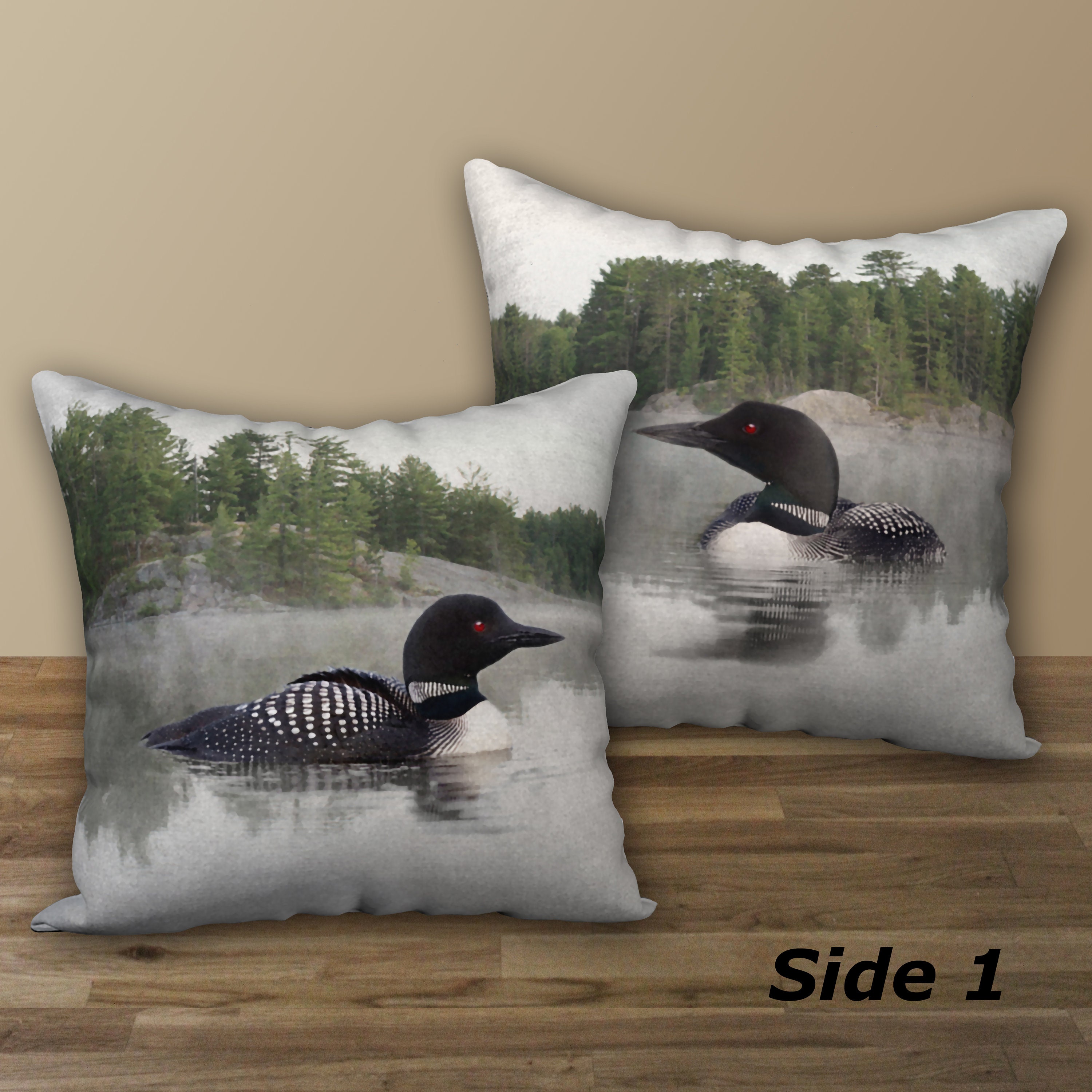 Set of 2 Loon Designer Pillows from Original Artwork Lakeside - Etsy.de