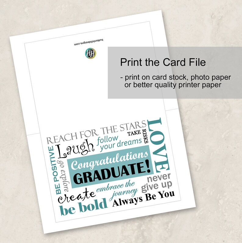 Printable Graduation Card Instant Download Congratulations Graduate 5 X ...