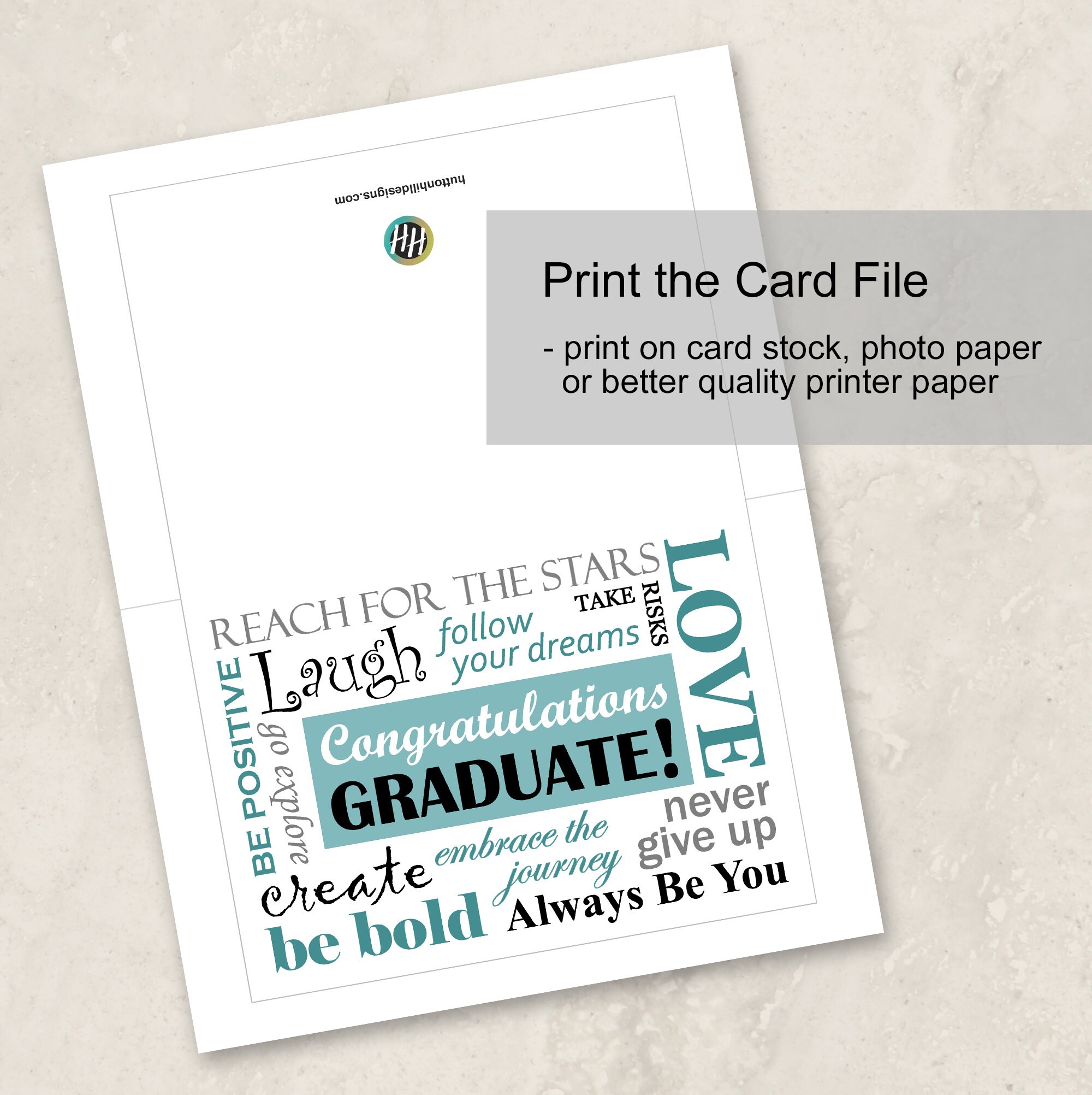 Printable Graduation Card Instant Download Congratulations Graduate 5 X ...