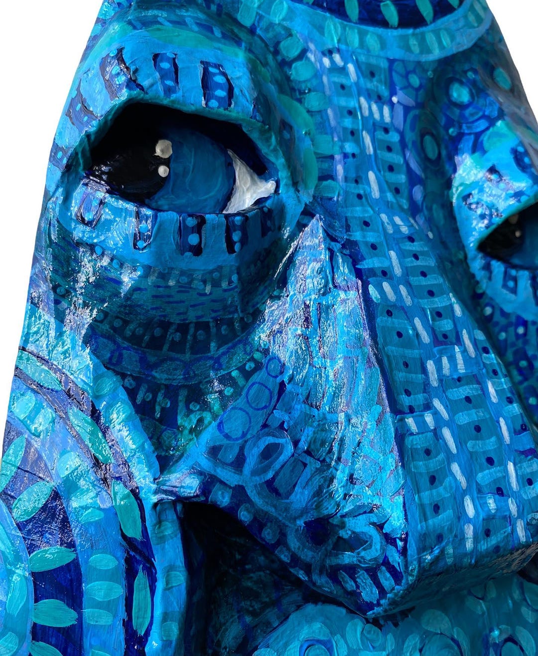 Blue Paper Mache Sculpture: Whimsical Handmade 3D Art - Etsy
