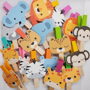 Safari Animal Clothespins - Etsy