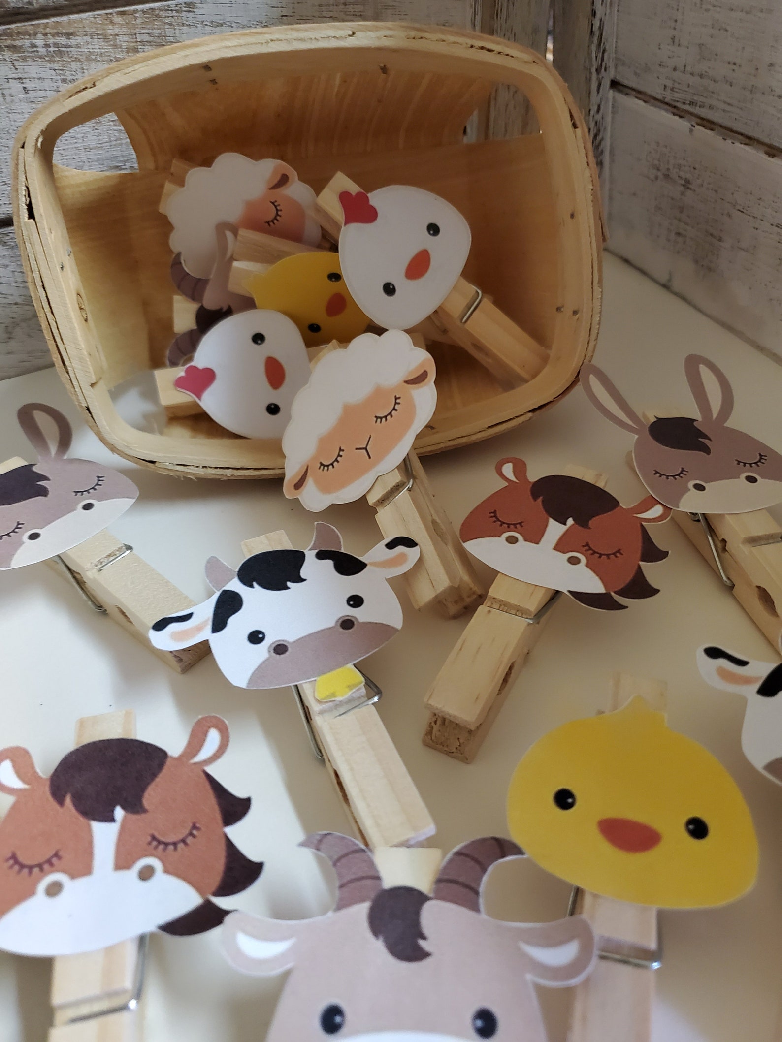 Farm animal clothespin set | Etsy