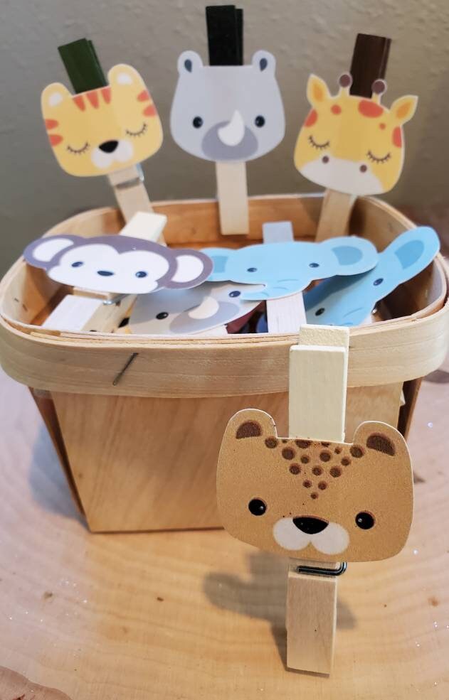 Safari Animal Clothespins - Etsy