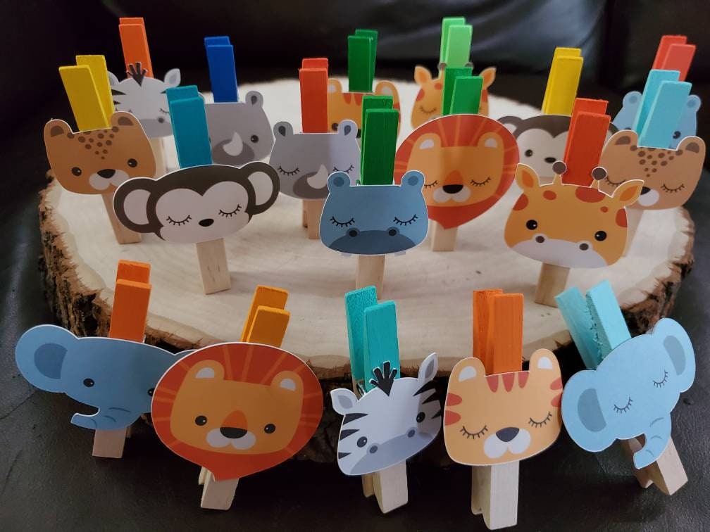 Safari Animal Clothespins - Etsy