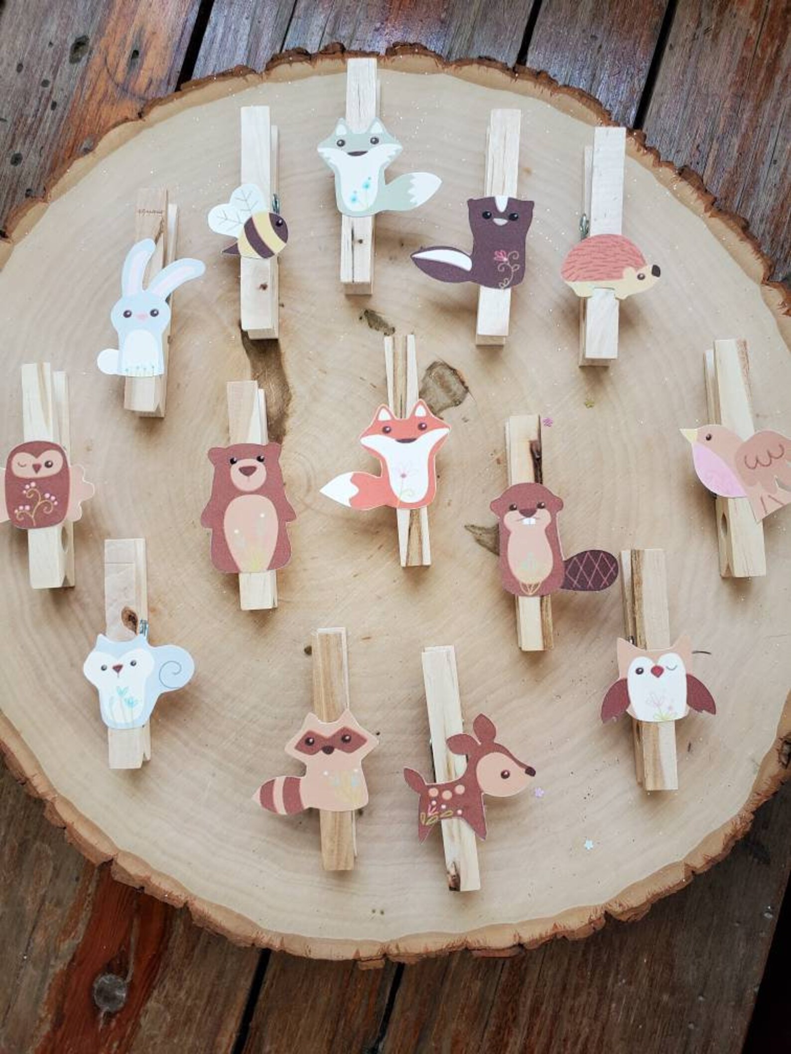 Sweet Rustic Woodland Animal Clothespins - Etsy