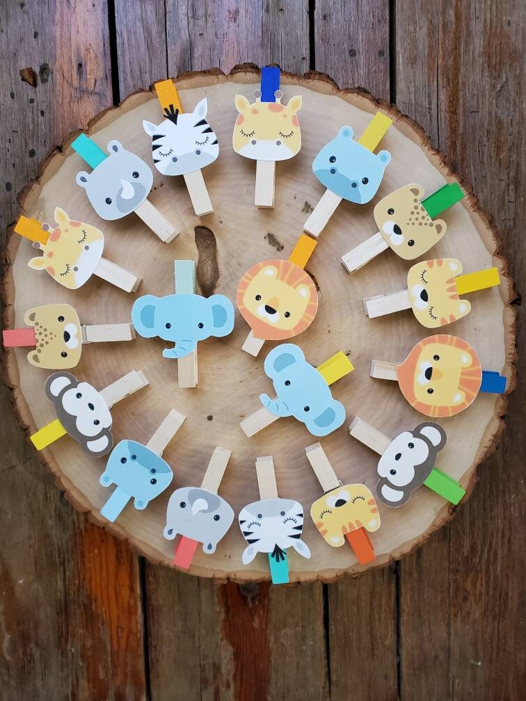 Safari Animal Clothespins - Etsy