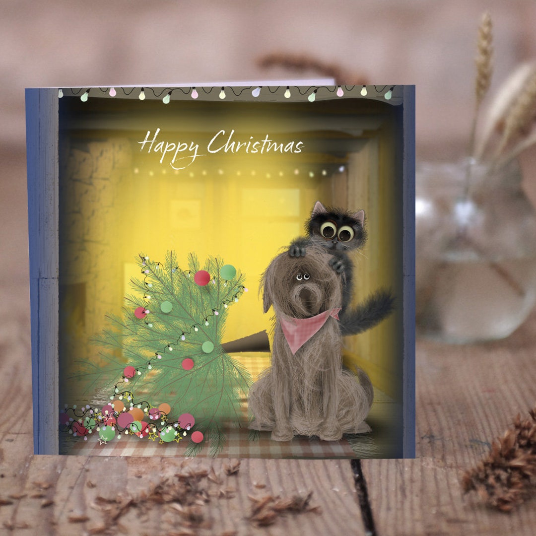 Carte de Noël pour chien et chat - Etsy France