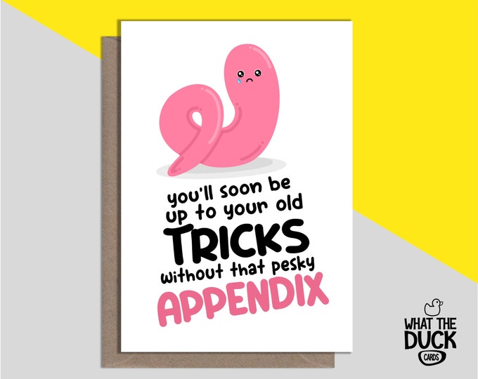 Appendix Get Well Soon Card, Speedy Recovery Appendicitis Friendship ...