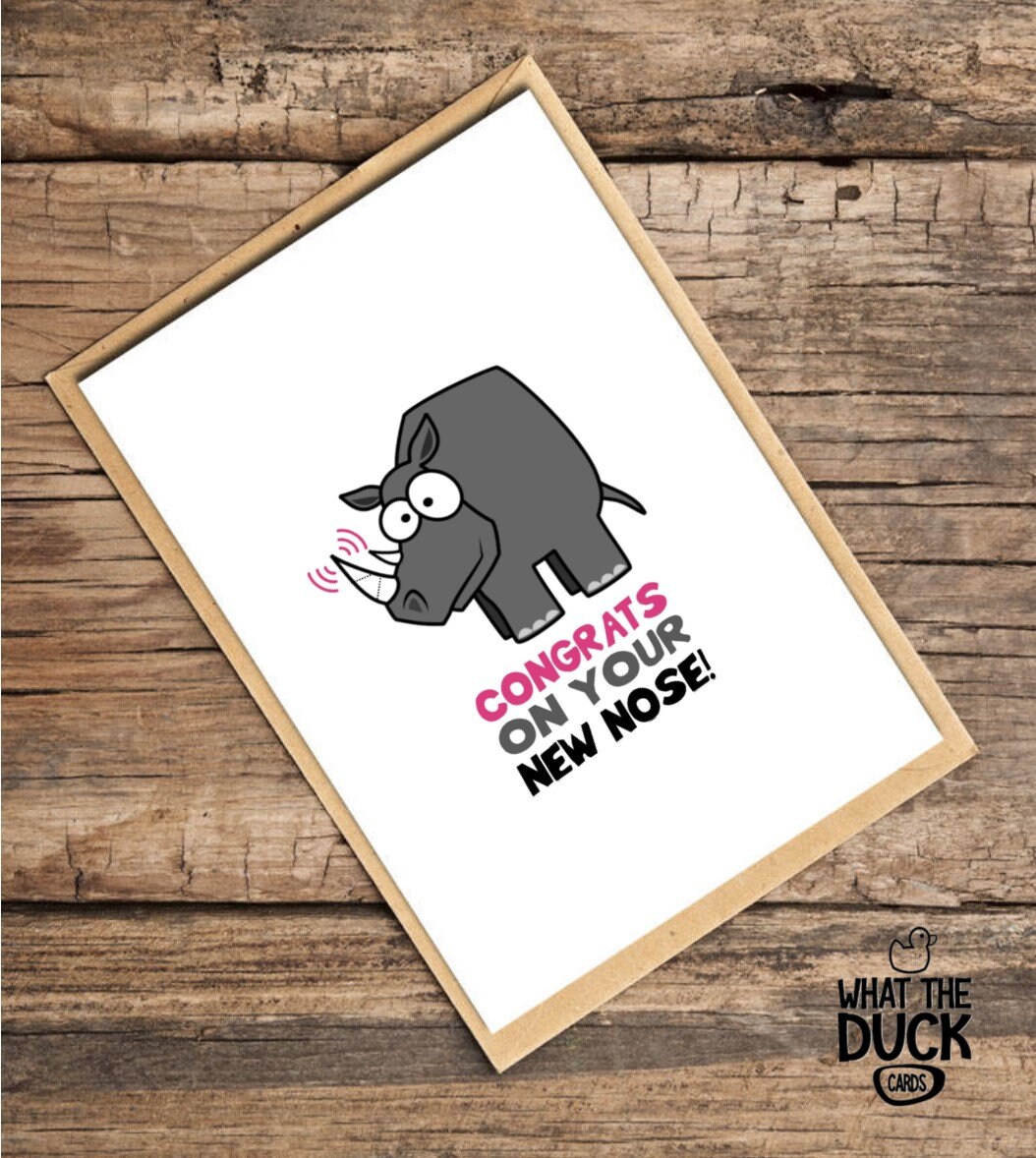 Rude & Funny Homemade Nose Job Greetings Card For Get Well | Etsy