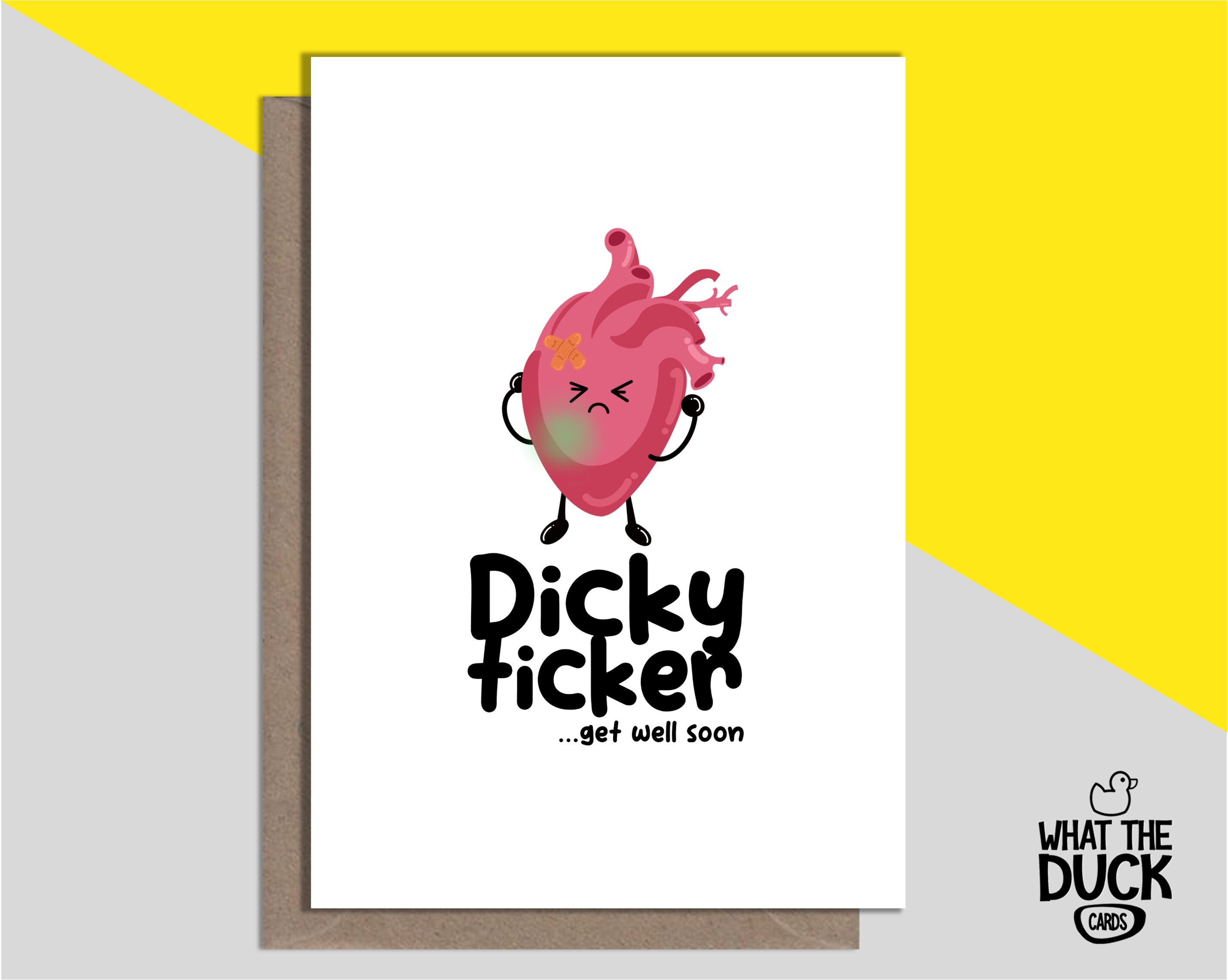 Funny & Cheeky Homemade Get Well Soon Greetings Card for Open Heart ...