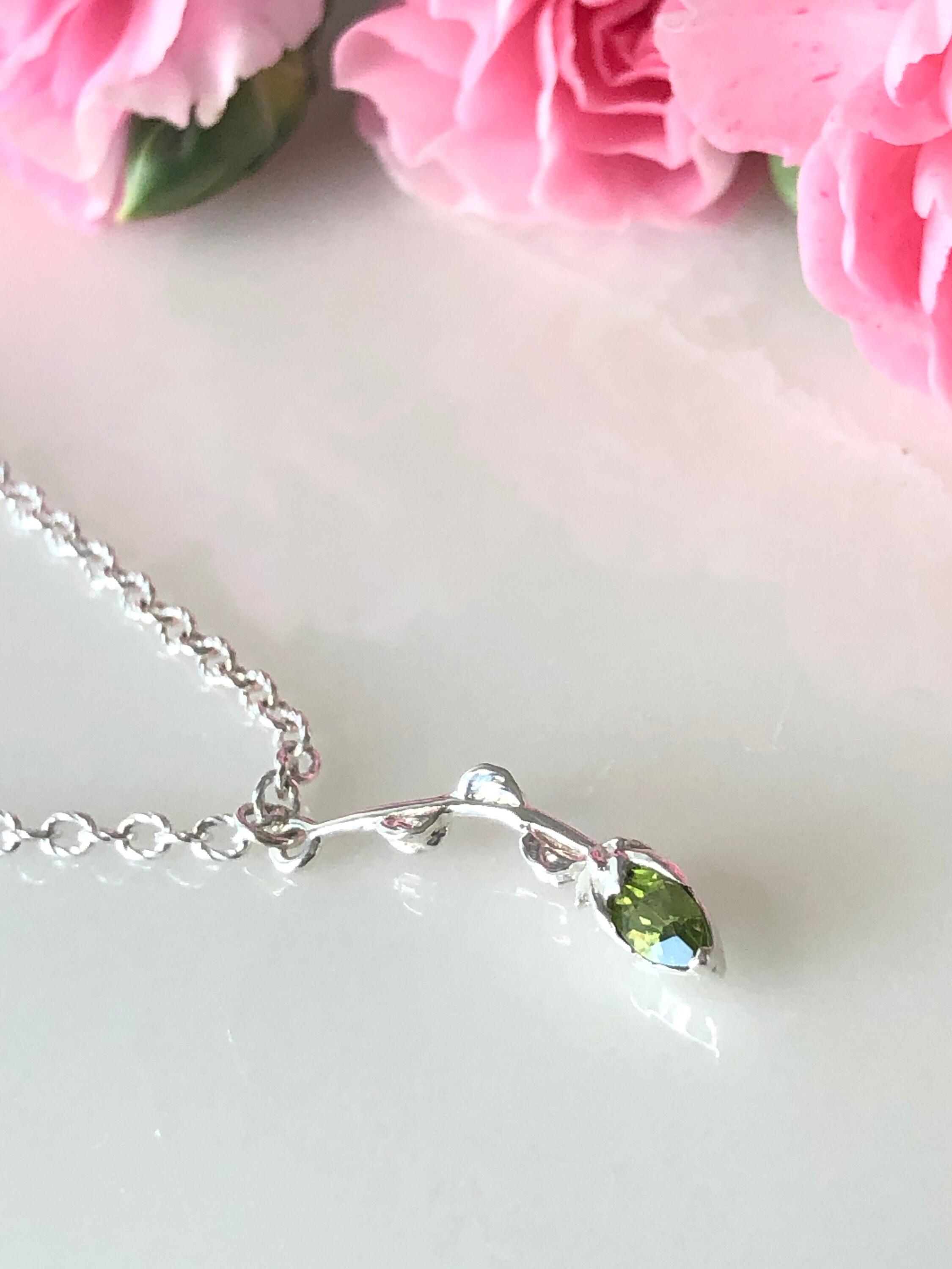 Peridot Flower Necklace | Etsy