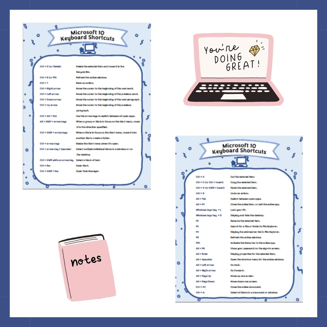 Microsoft Shortcut Posters - PDF Download - 3 8 1/2" X 11" - Office ...