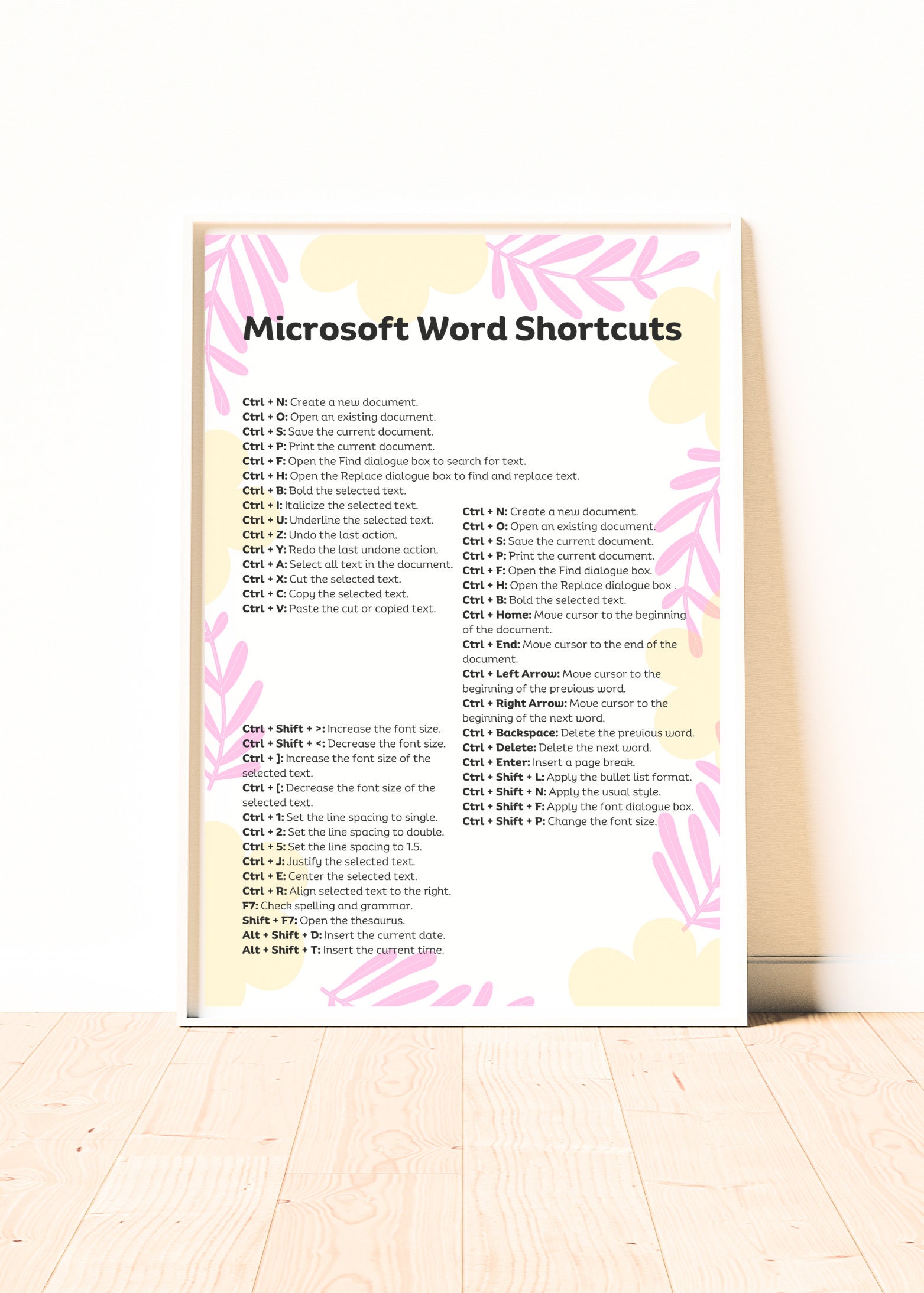 Microsoft Word Keyboard Shortcut Poster Classroom Poster Software ...