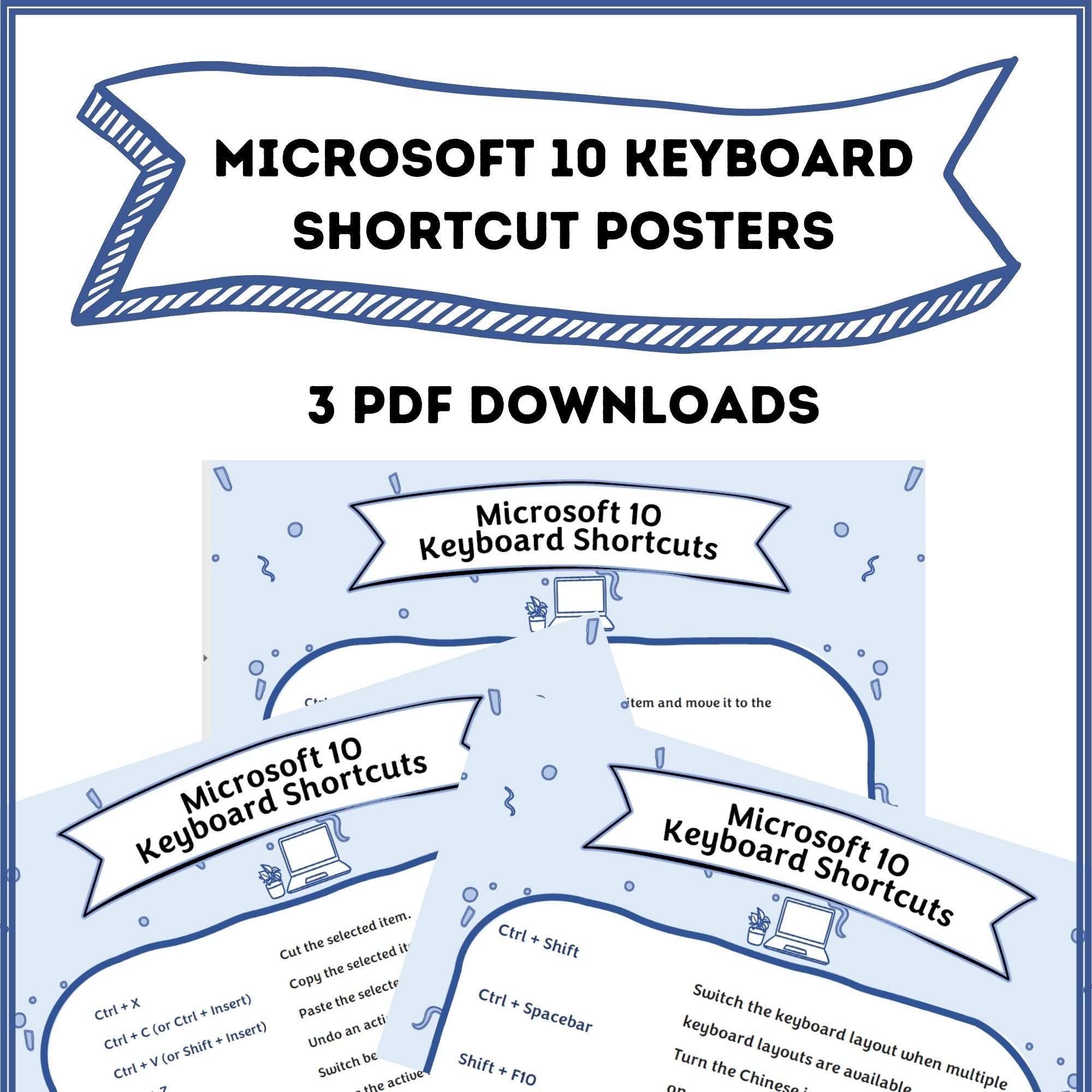 Microsoft Shortcut Posters - PDF Download - 3 8 1/2" X 11" - Office ...