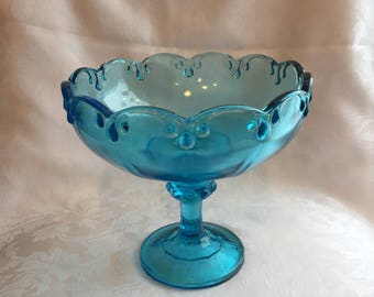 Blue glass compote | Etsy
