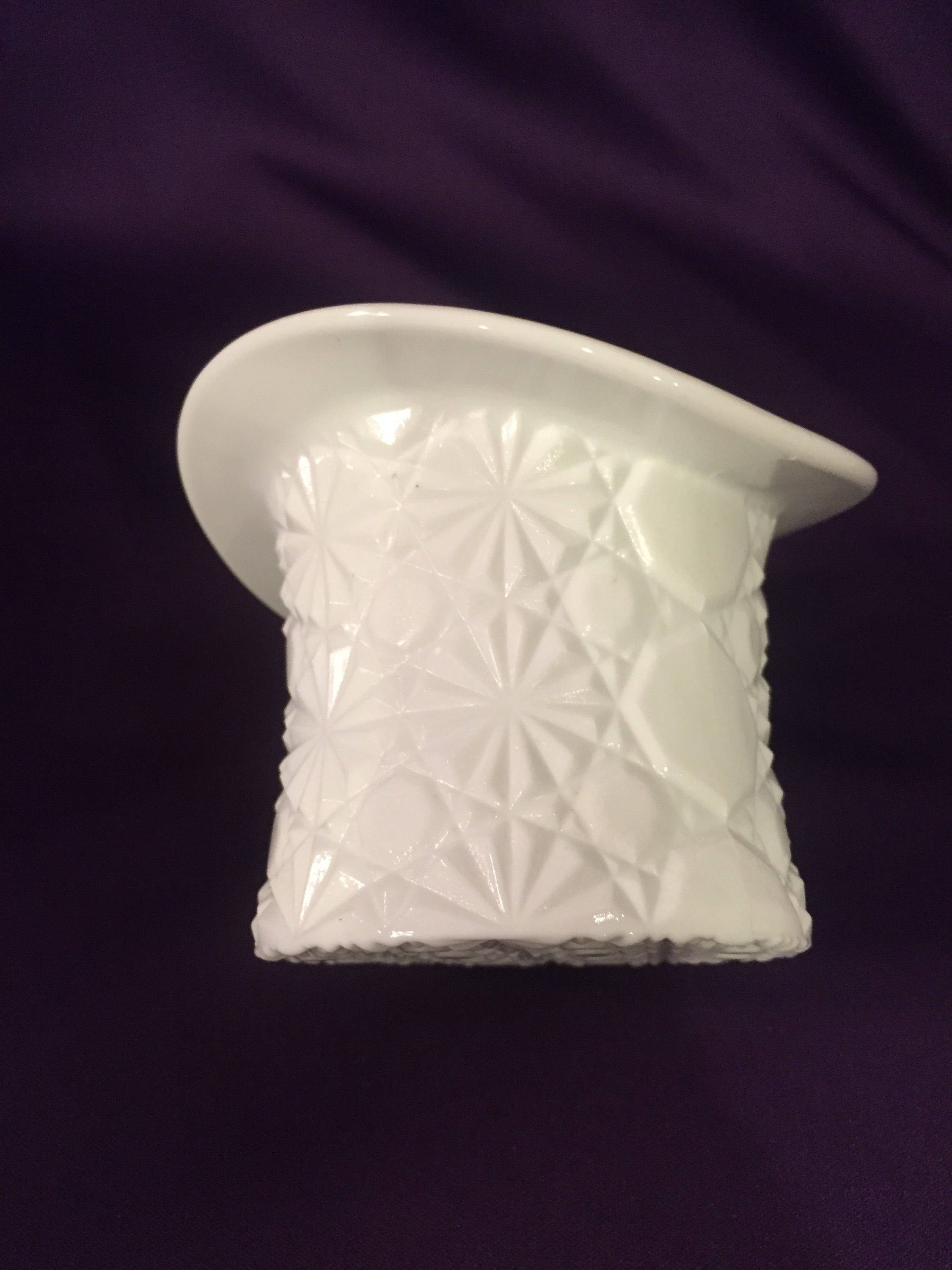 Vintage White Glass Top Hat - Etsy UK