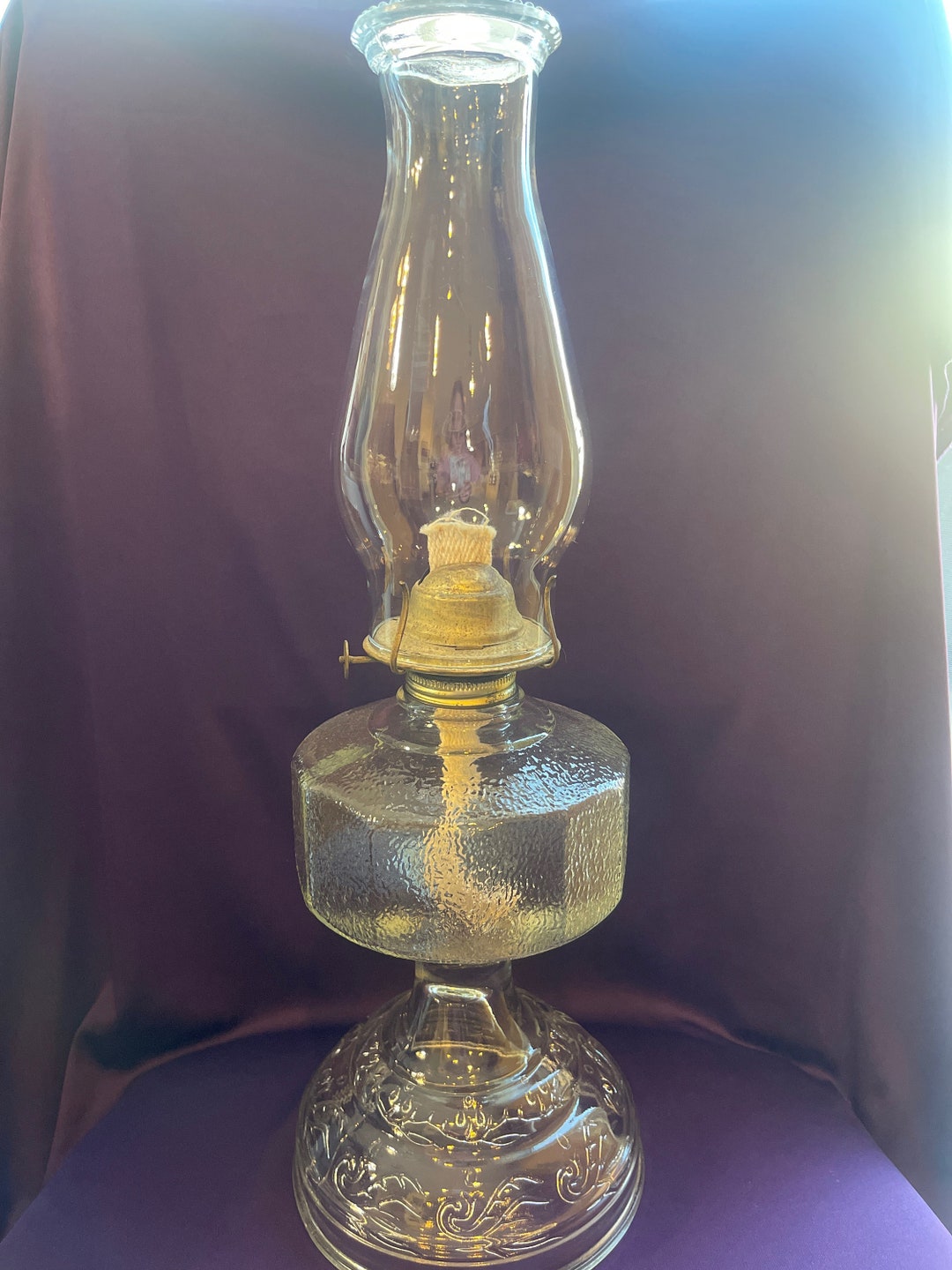 Vintage Glass Oil Lamp, Tall /large Size - Etsy
