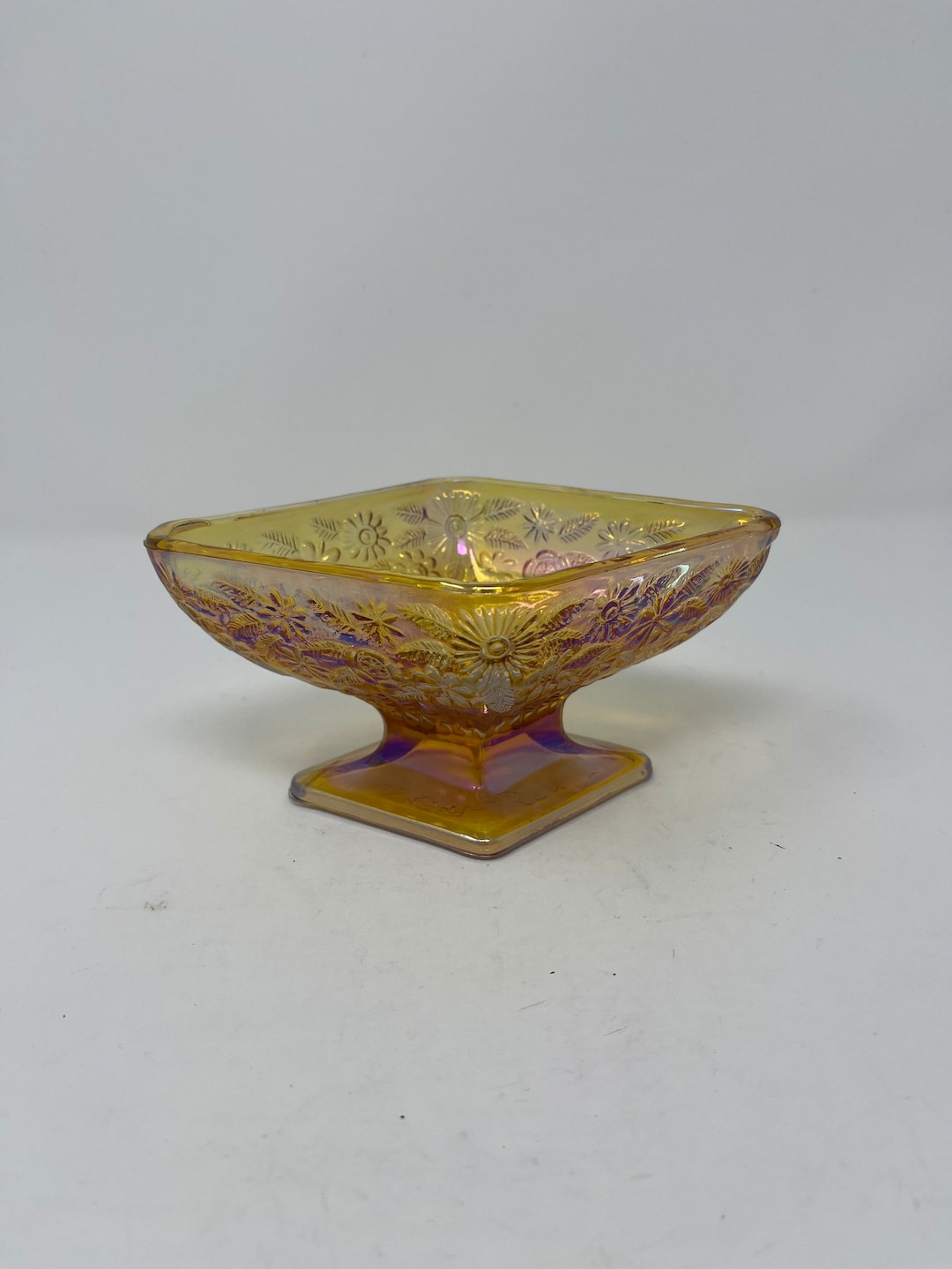 Vintage Carnival Glass Compote / Small Dish - Etsy