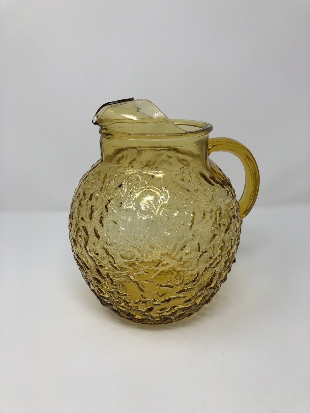 Vintage Textured Amber Glass Pitcher - Etsy