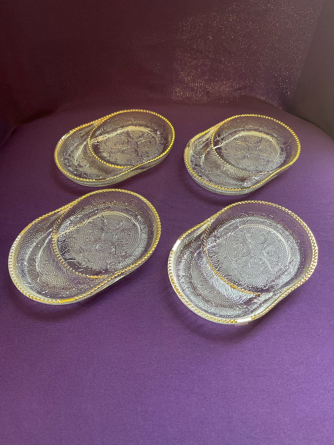 Beautiful Small Vintage Clear Glass Tray / Pillar Candle Holder ...
