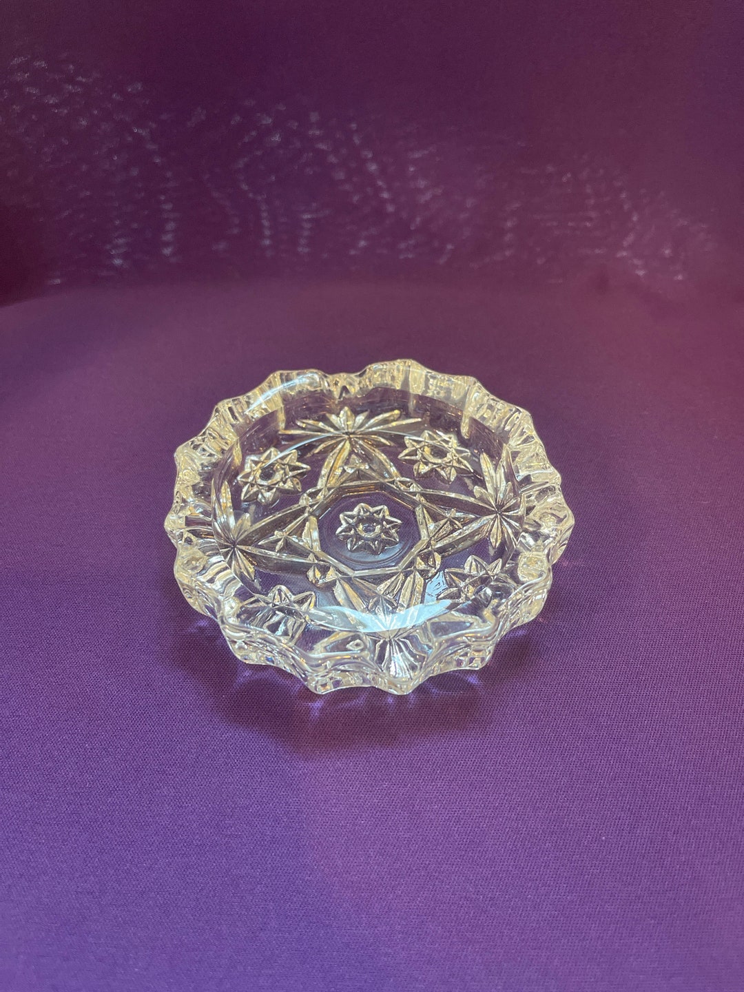 Beautiful Small Vintage Clear Ashtray/ Glass Disc / Pillar Candle ...
