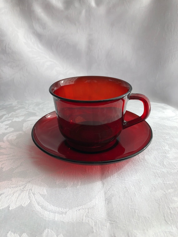 Beautiful Vintage Ruby Red 2 Piece Cup and Saucer Setting by | Etsy