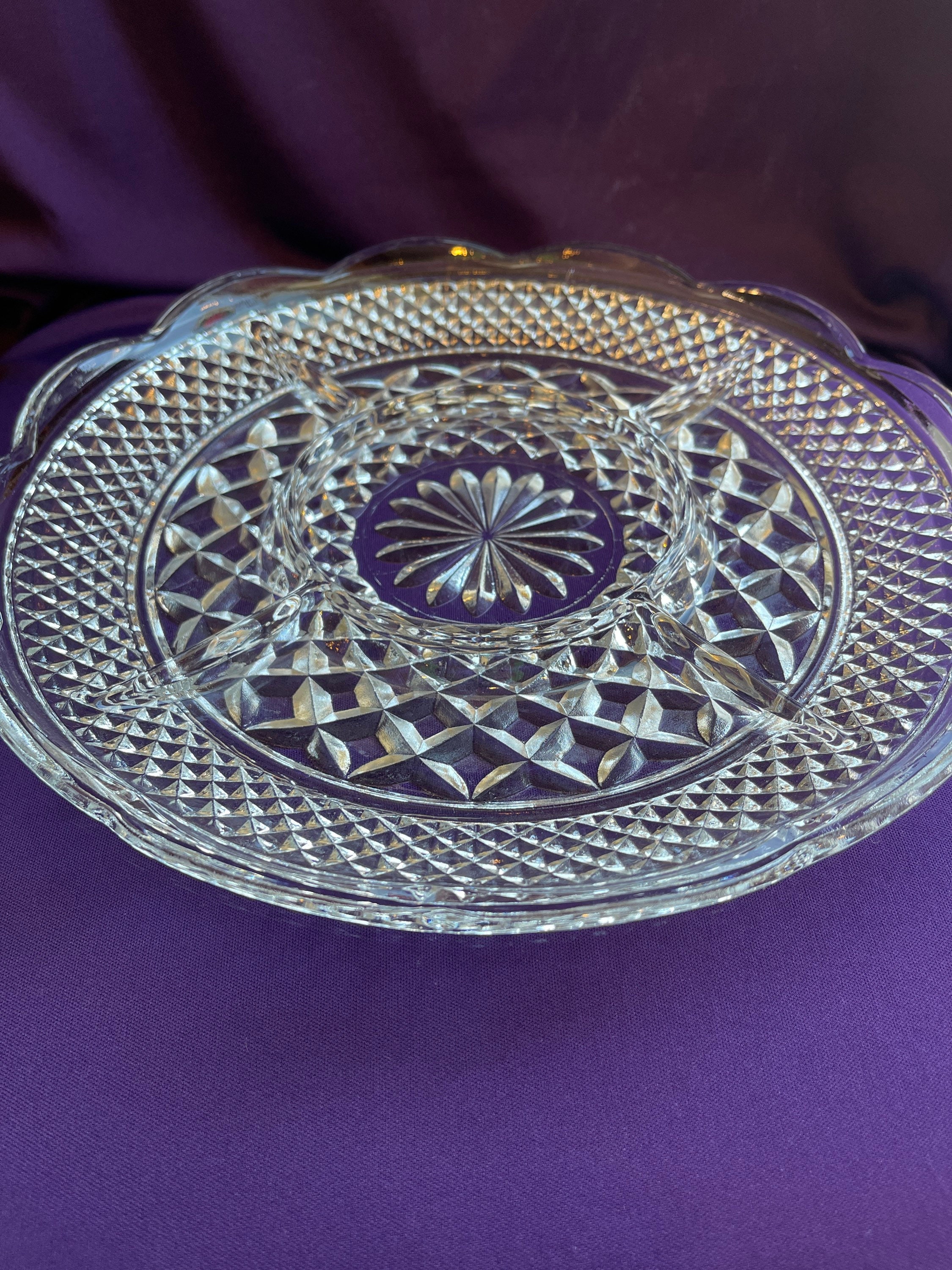 Vintage Medium Size Clear Glass Divided Plate / Tray / | Etsy