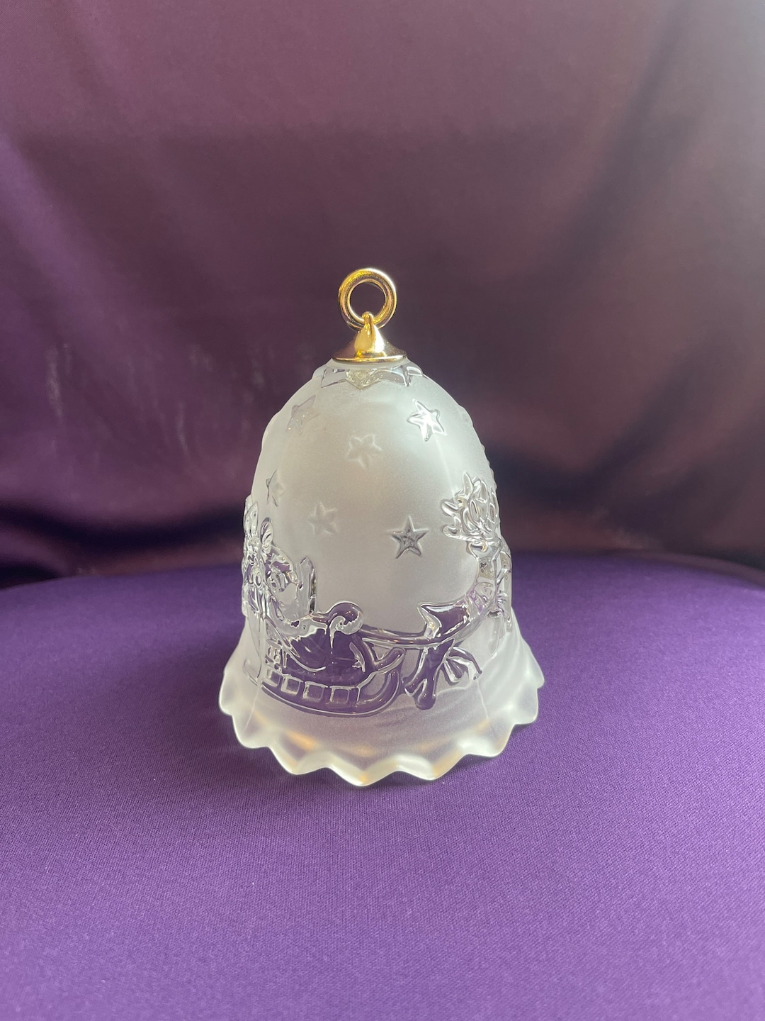 Vintage Frosted Clear Glass Bell, Christmas Design - Etsy