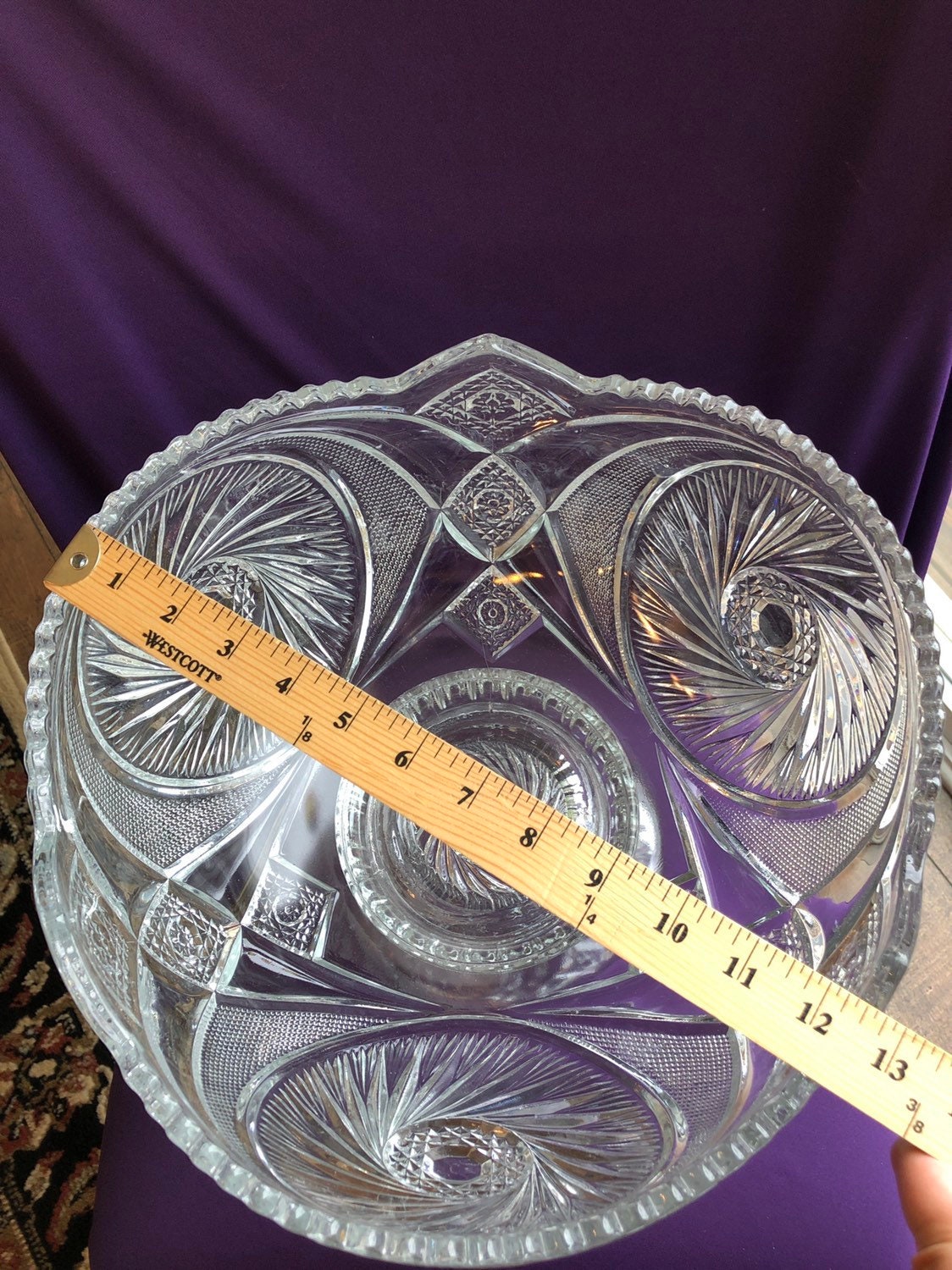 Vintage Clear Glass Punch Bowl With Stand in the Aztec Pattern - Etsy