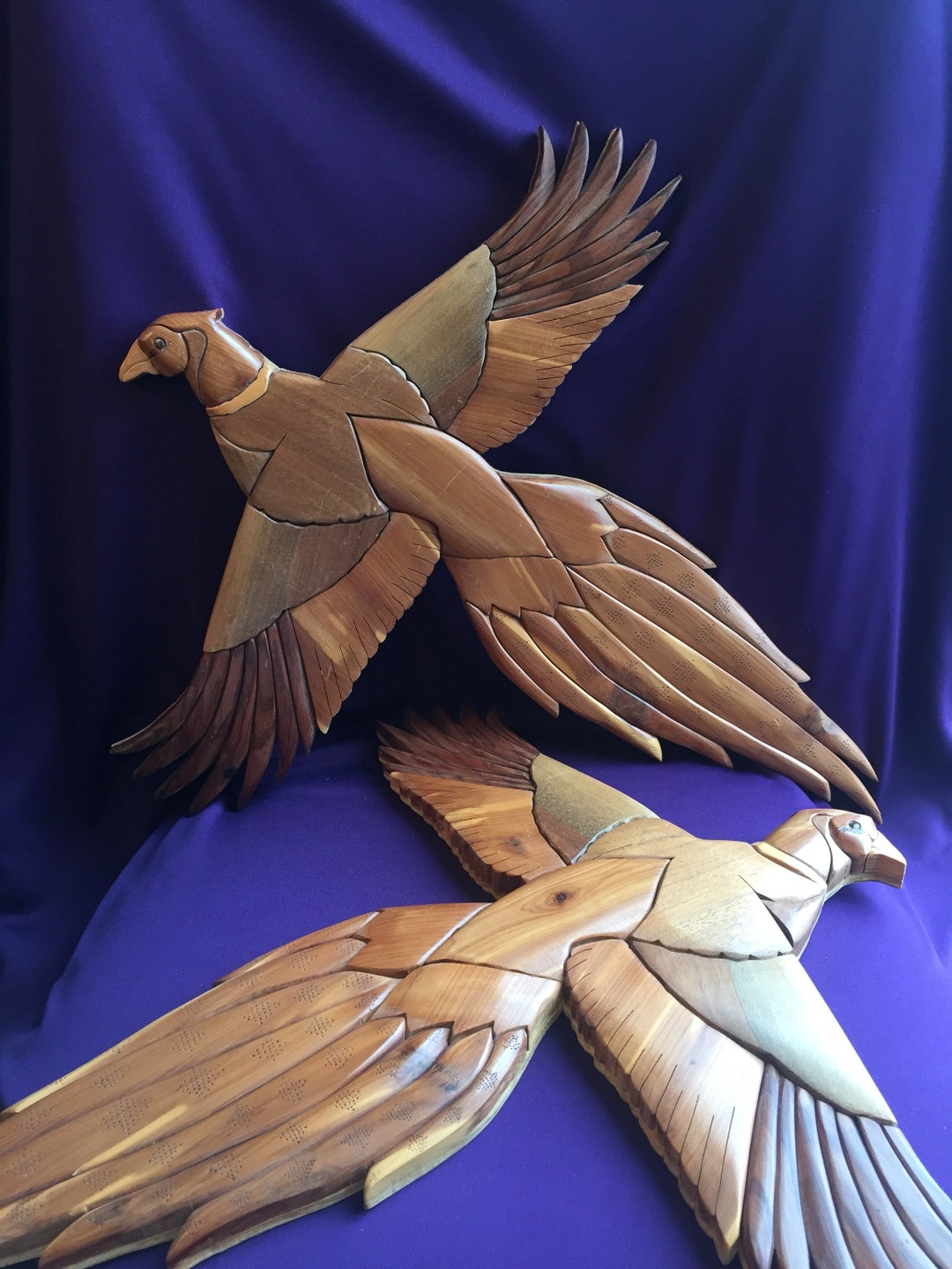Intarsia Handmade Wood Pheasants, Wall Display Pieces (not Perfect ...