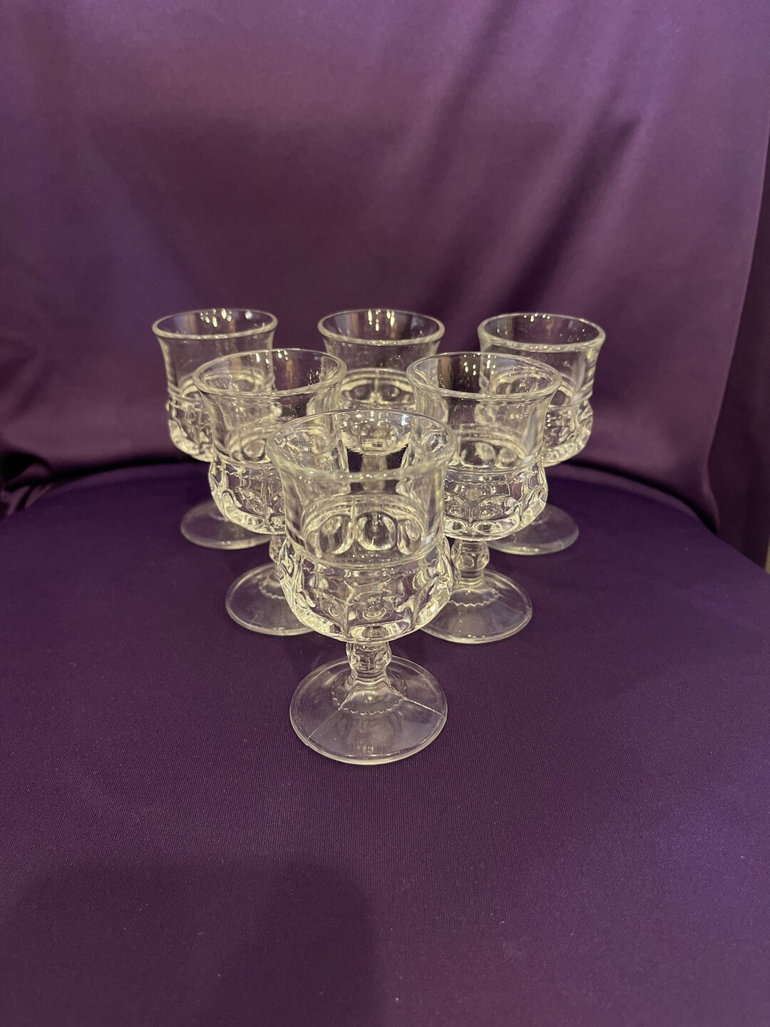 Vintage Kings Crown Thumbprint Small Mini Wine Clear Goblets / Shot ...