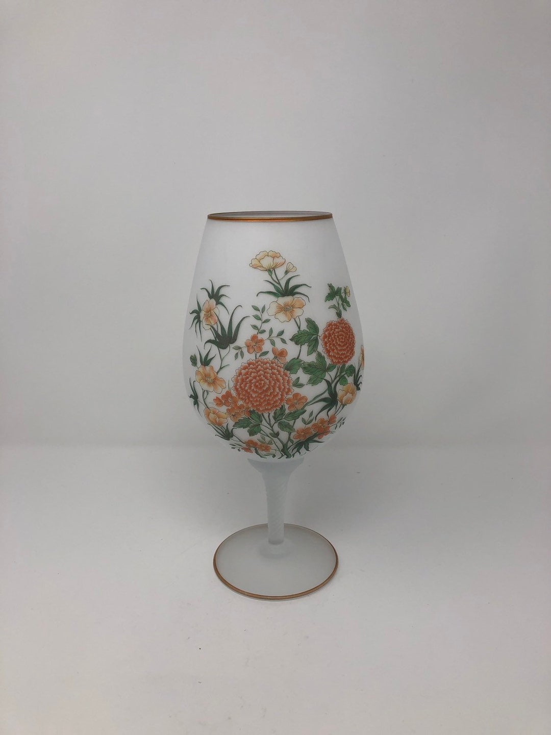 Frosted White Glass Compote With Gold Trim - Etsy