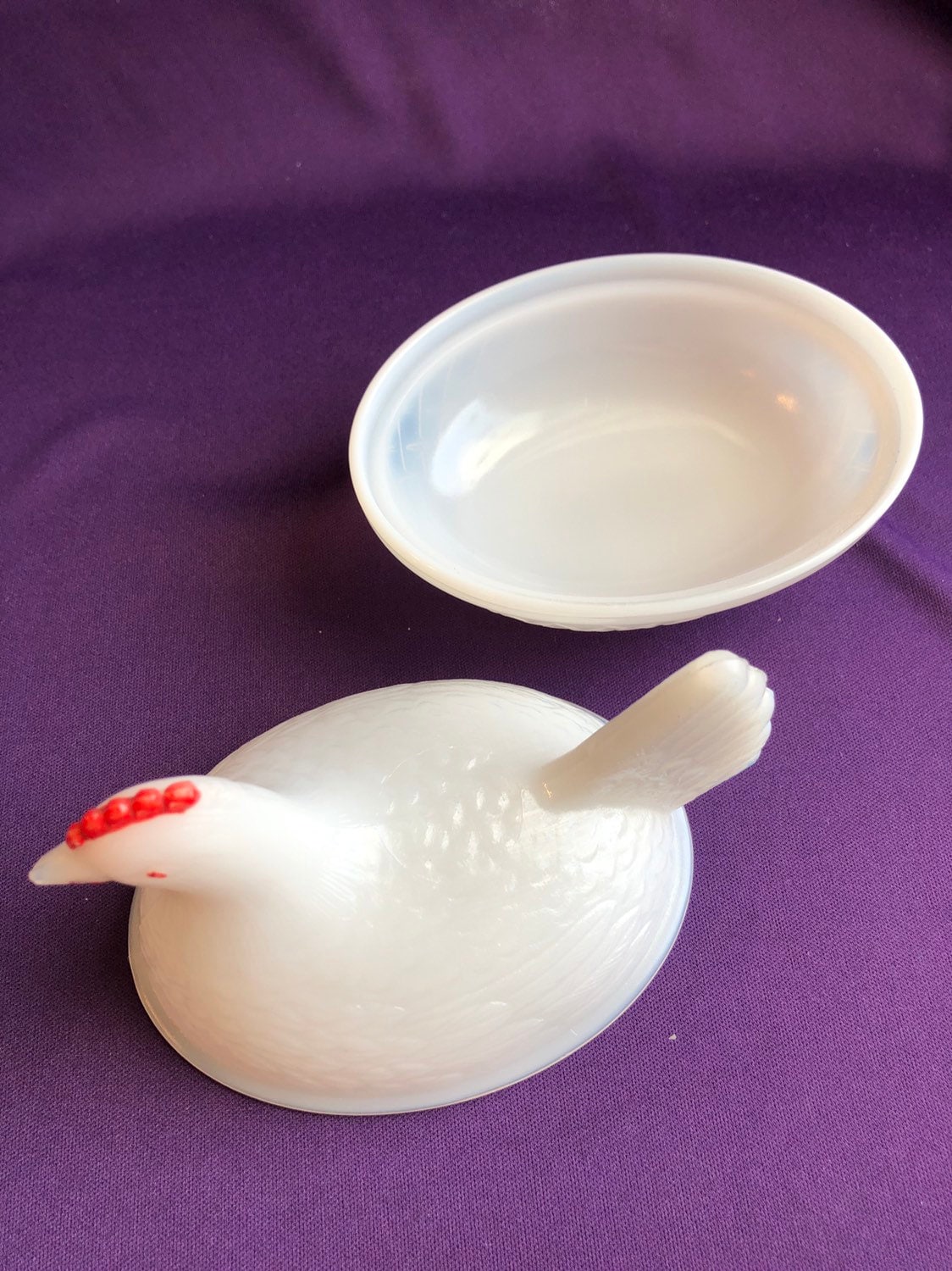 Vintage miniature Hen on Nest milk glass dish | Etsy