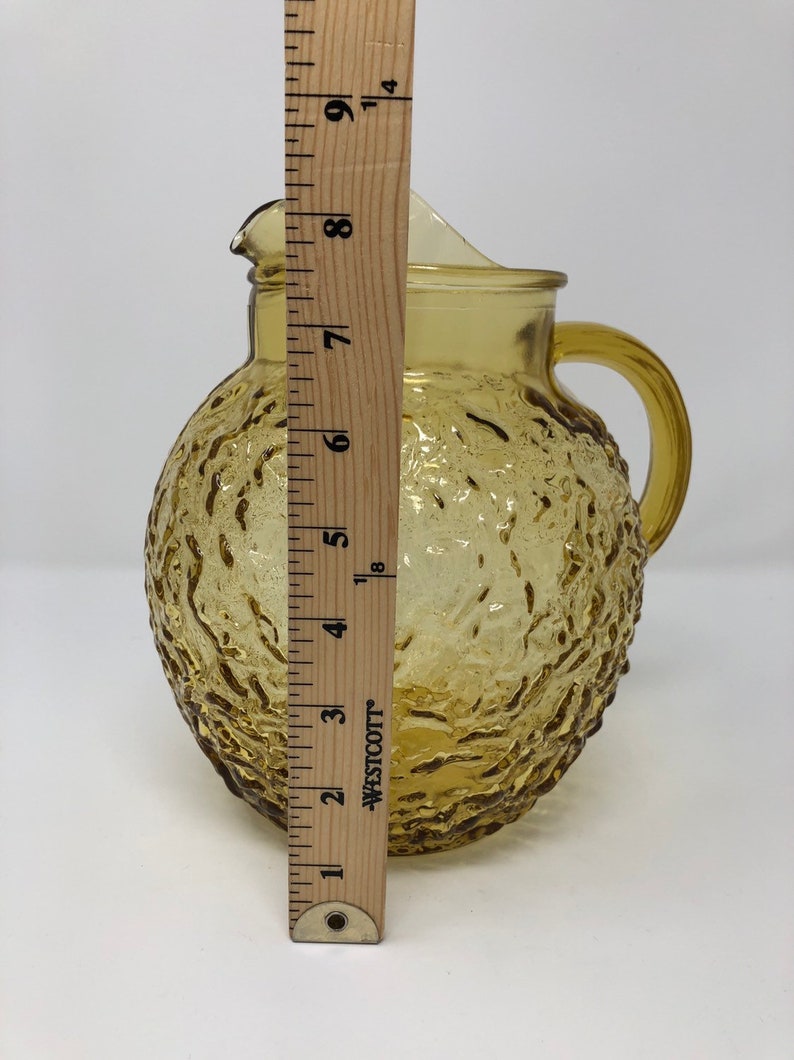 Vintage Textured Amber Glass Pitcher - Etsy