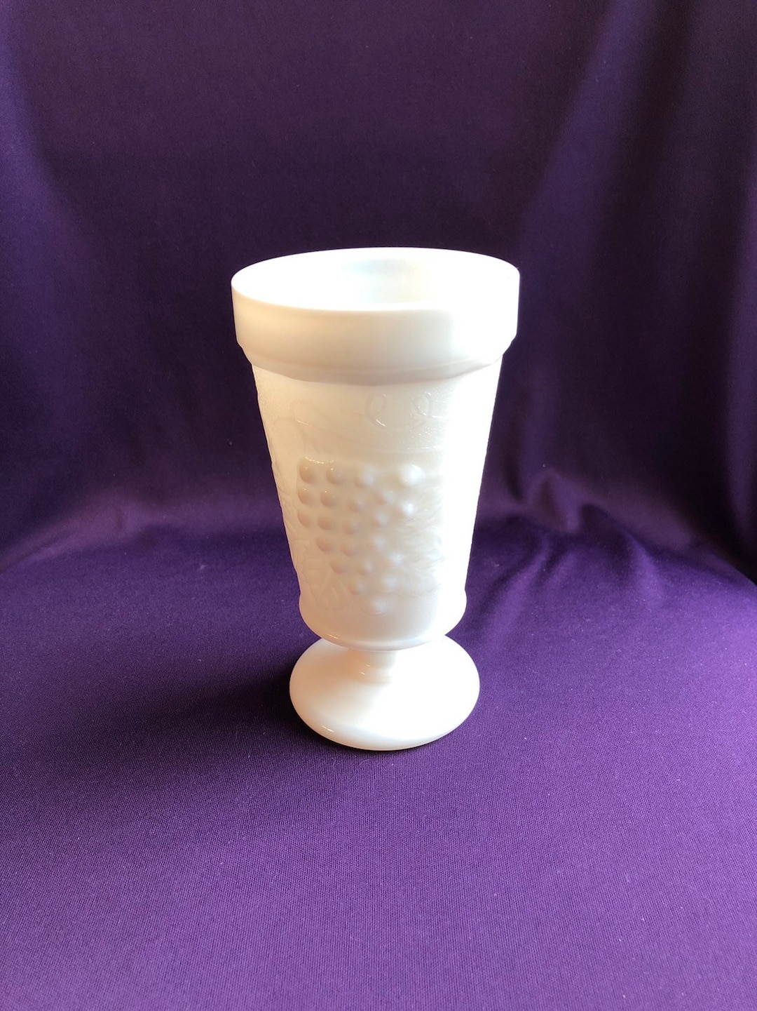 Vintage White Milk Glass Goblet - Etsy