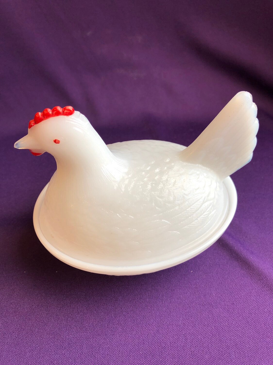Vintage miniature Hen on Nest milk glass dish | Etsy