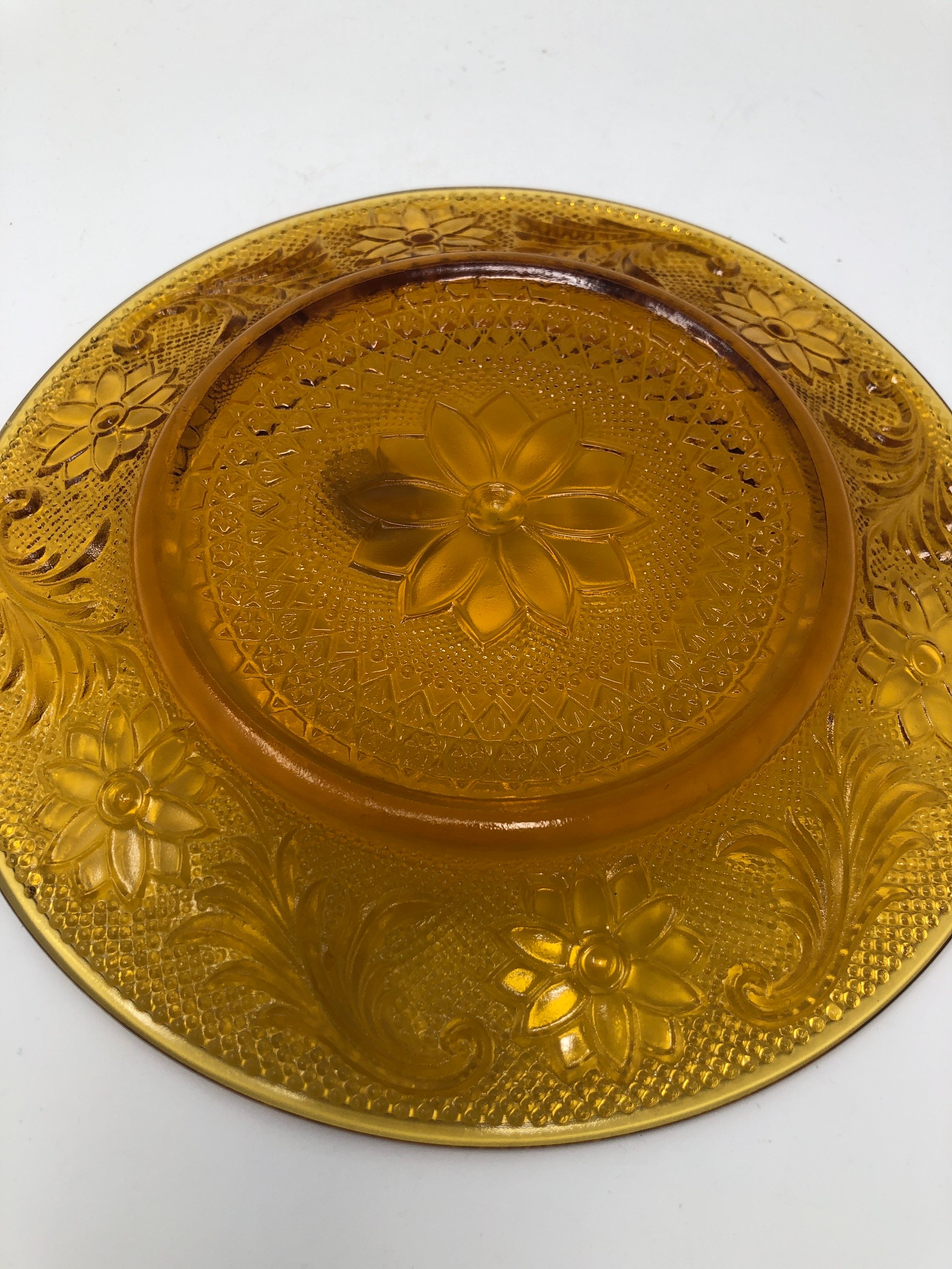 Beautiful Vintage Amber Sandwich Glass Salad Plate | Etsy